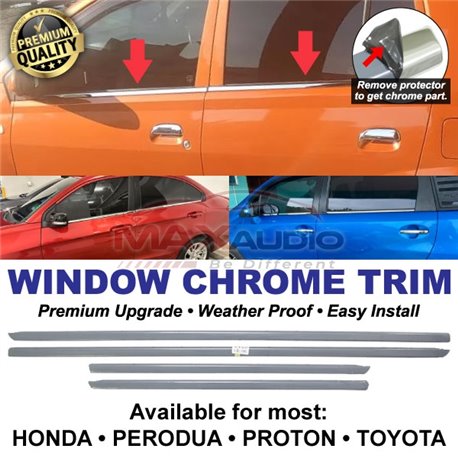 Buy MOST HONDA PERODUA PROTON TOYOTA Car Door Window Bottom Chrome Seal ...