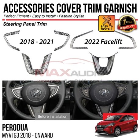 Buy PERODUA MYVI G3 2018 - 2024 Steering Panel Chrome Matte Glossy ...